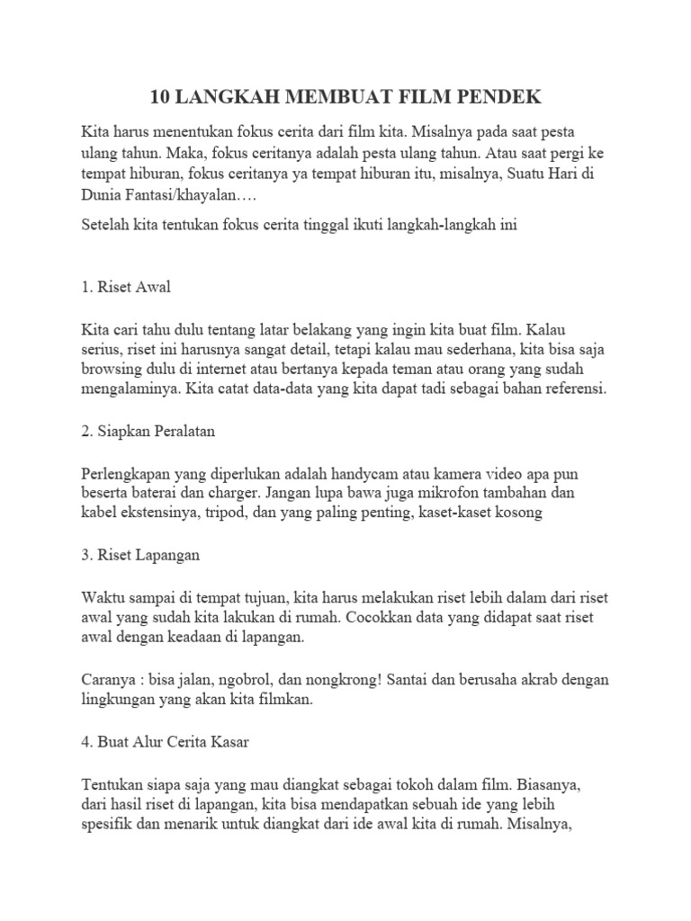 10 Langkah Membuat Film | PDF