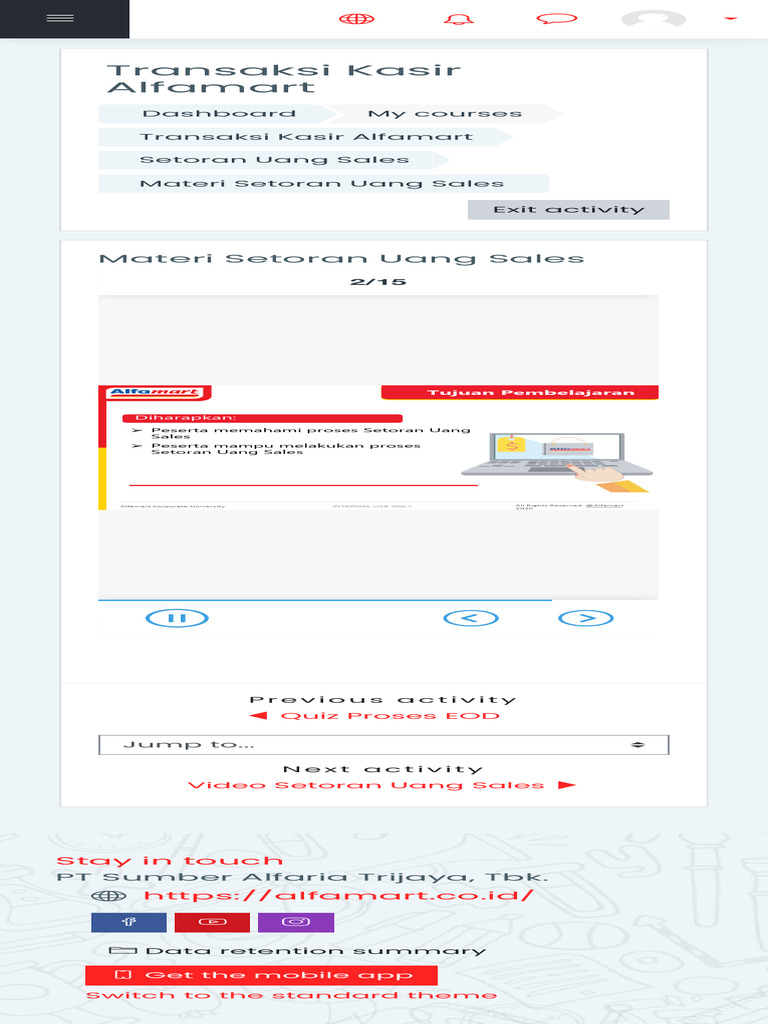 Transaksi Kasir Alfamart Materi Setoran Uang Sales | PDF
