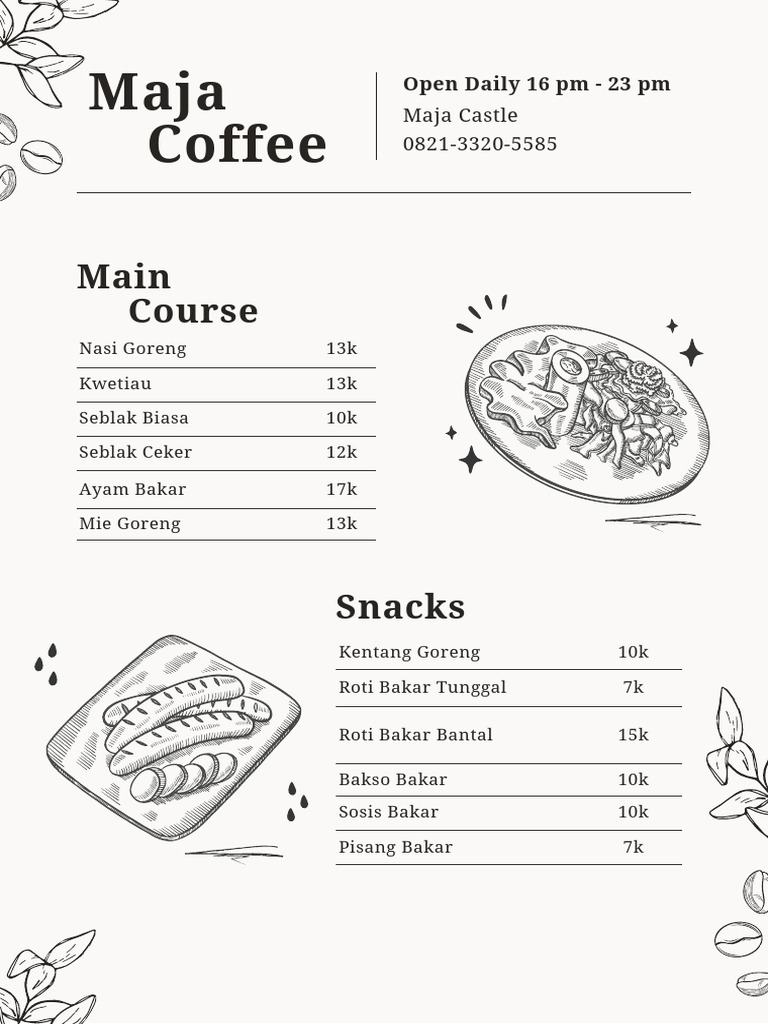 Maja Cafe Menu Overview | PDF