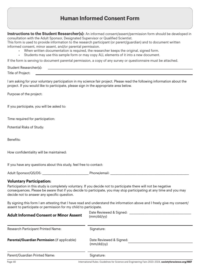 Sample Informed Consent Form for Research | PDF | Informed Consent