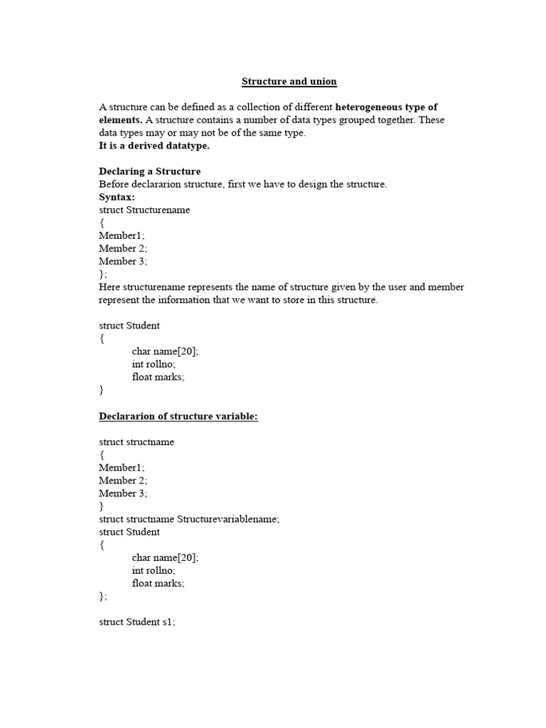 Structure Union Enum Typedef | PDF | Pointer (Computer Programming) | Computer Science