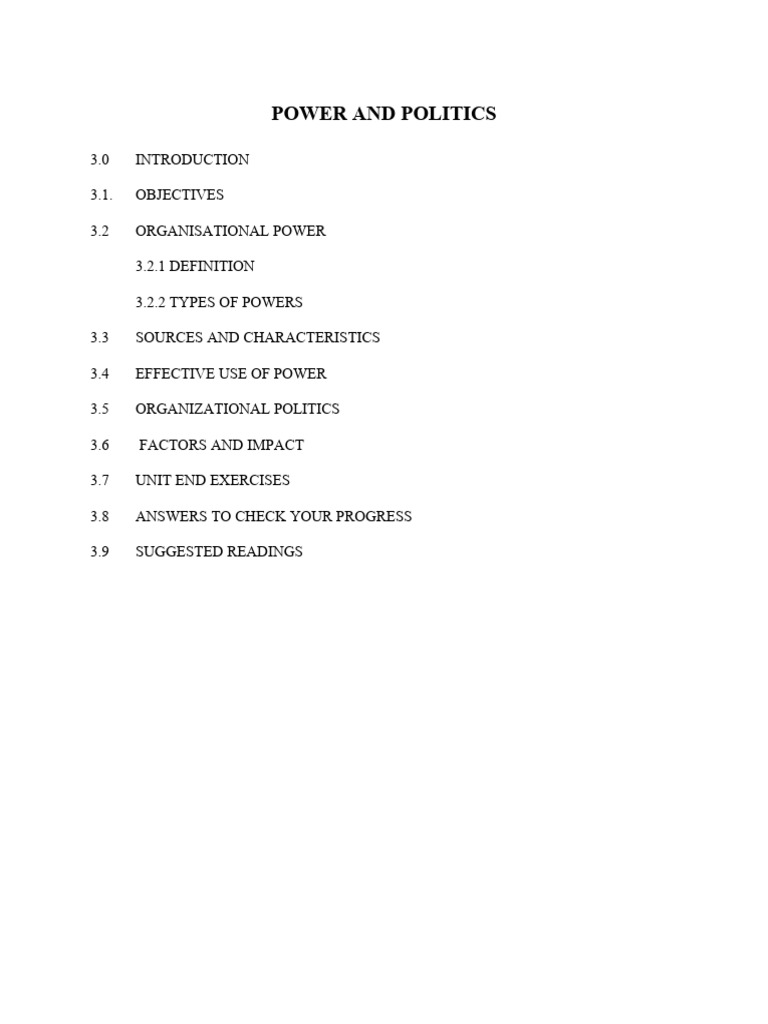Unit 4 POWER AND POLITICS | PDF | Power (Social And Political ...