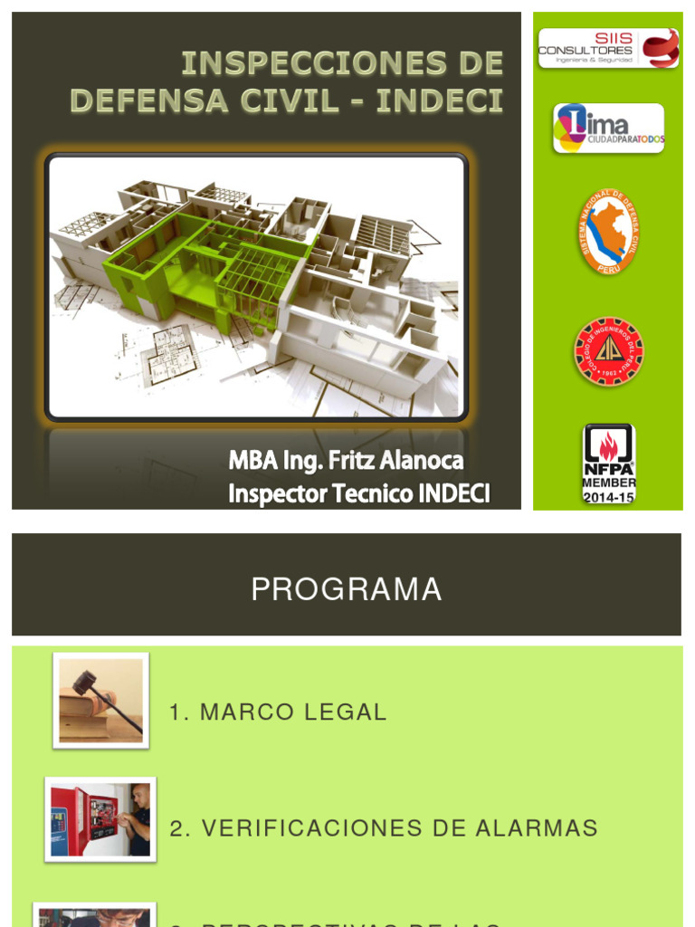 Charla Inspeccion INDECI | PDF | Defensa Civil | Seguridad Pública