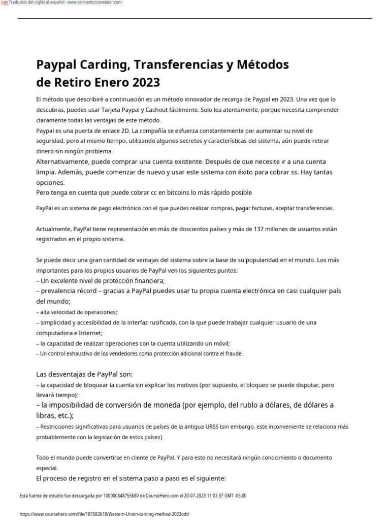 Western Union Carding Method 2023.odt - En.es | PDF | Pay Pal | Western ... Western Union Carding Method 2023.odt - En.es | PDF | Pay Pal | Western ...