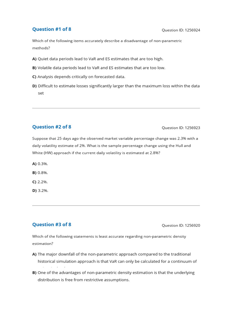 Reading 2 Non-Parametric Approaches | PDF | Value At Risk | Bootstrapping (Statistics)