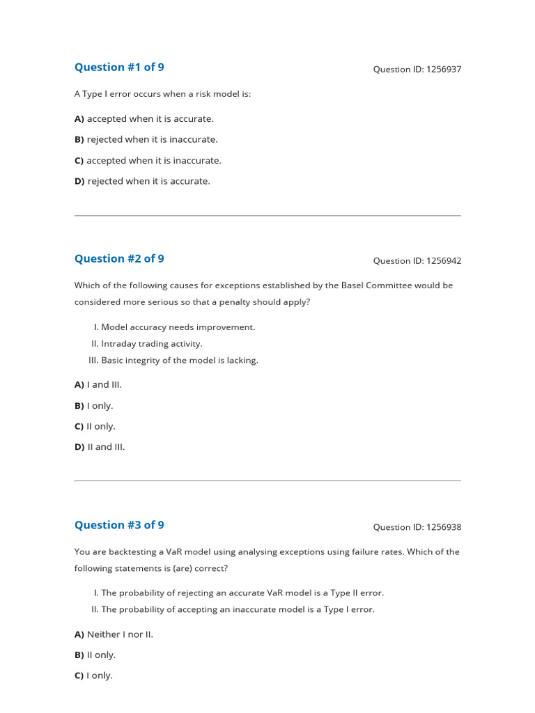 Reading 4 Backtesting VaR | PDF | Value At Risk | Applied Mathematics