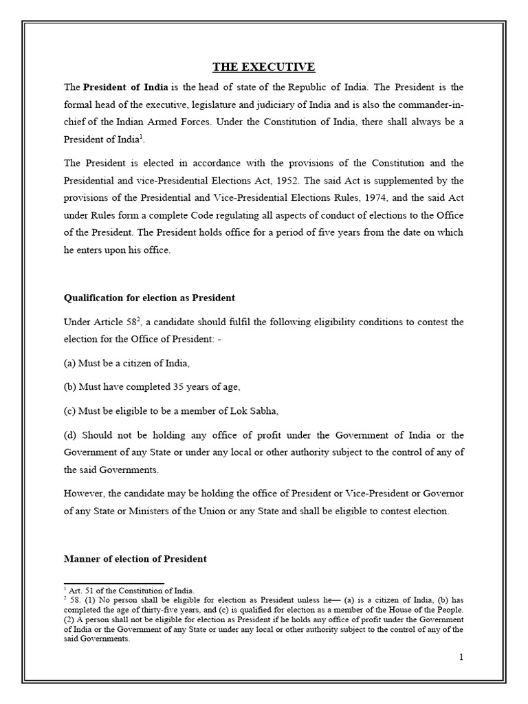 Election Process of India's President | PDF | Oath Of Office | Voting