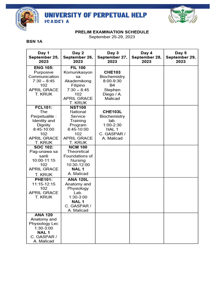 Revised Prelim Examination Schedule 2023 20241 | PDF | Nursing | Public ...