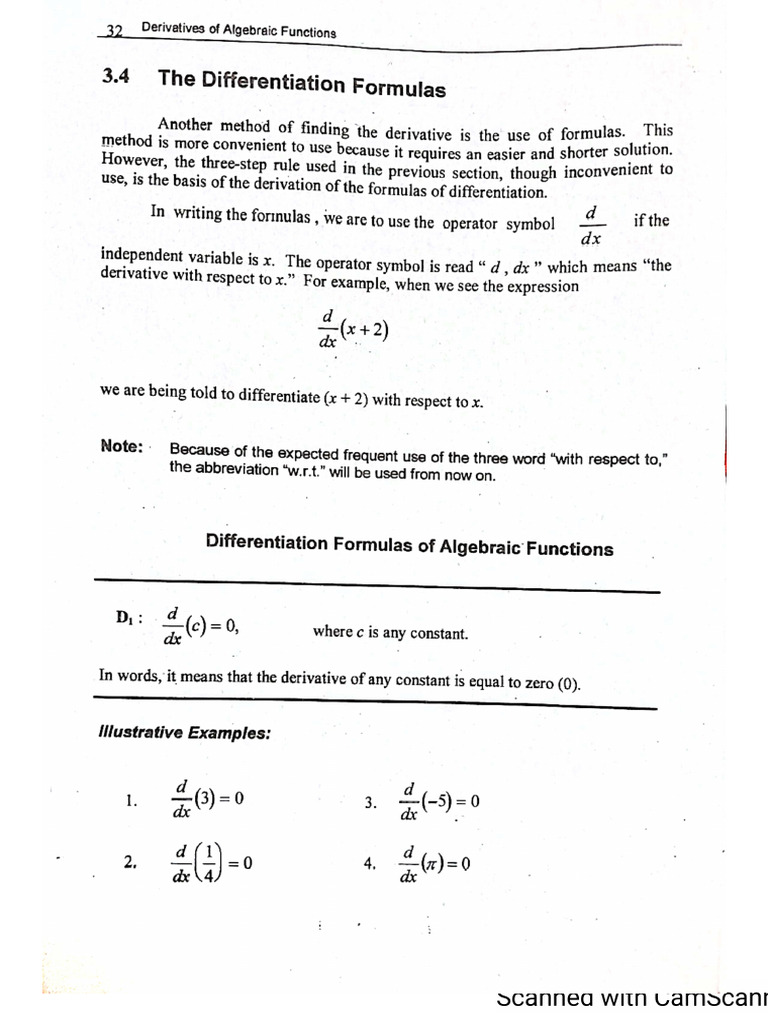 Differentiation of Algebraic Functions 1 2 | PDF