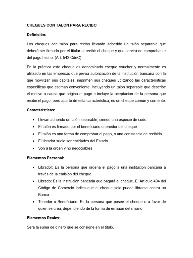 Cheques con Talón y Causales | PDF | Cheque