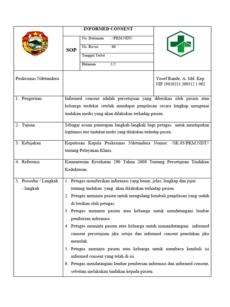 3.1.1 b.3 SOP INFORMED CONSENT | PDF | Hukum | Pengembangan Diri