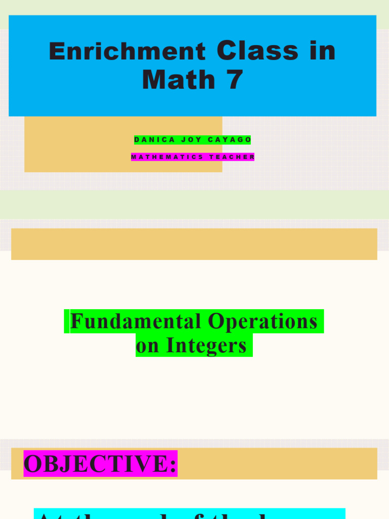 Fundamental Operations of Integers | Download Free PDF | Division ...