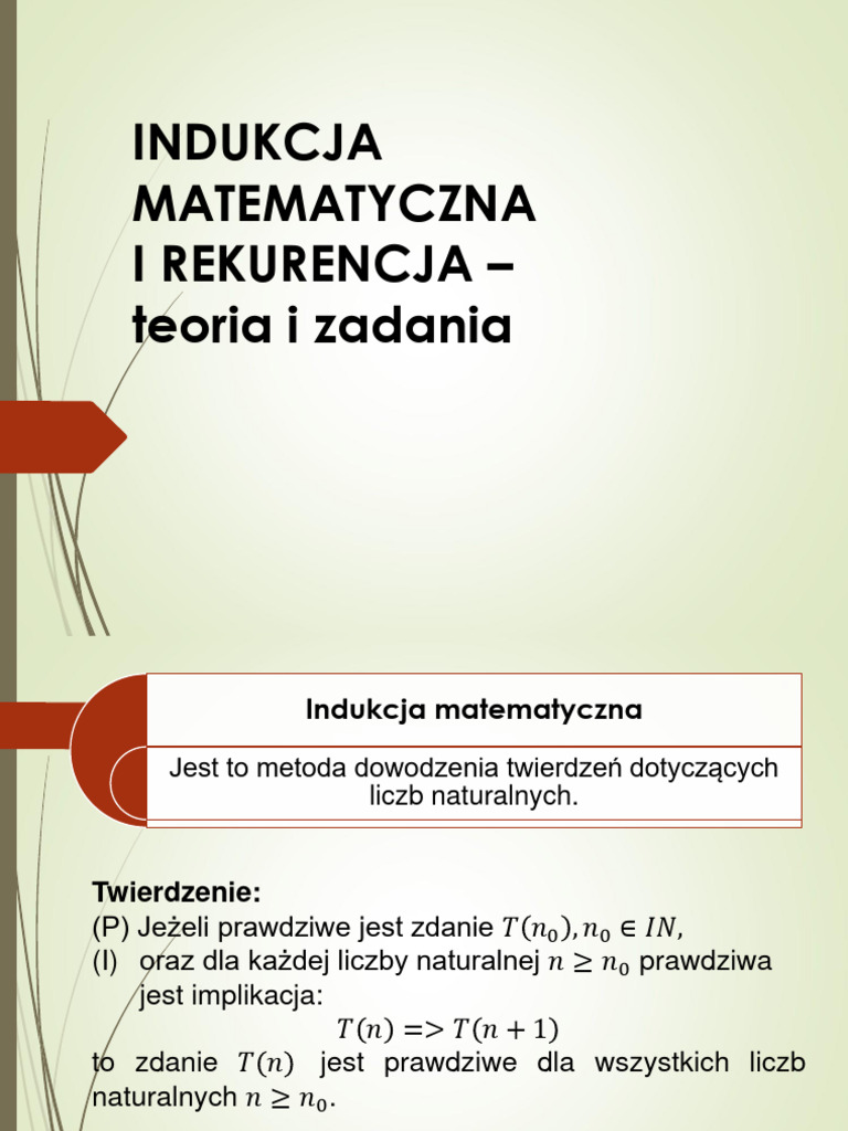 Indukcja I Rekurencja Teoria I Zadania Do Cwiczen | PDF