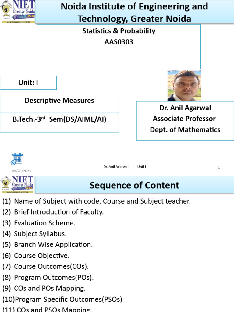 Stat. & Prob-Unit-I | PDF | Mode (Statistics) | Mean