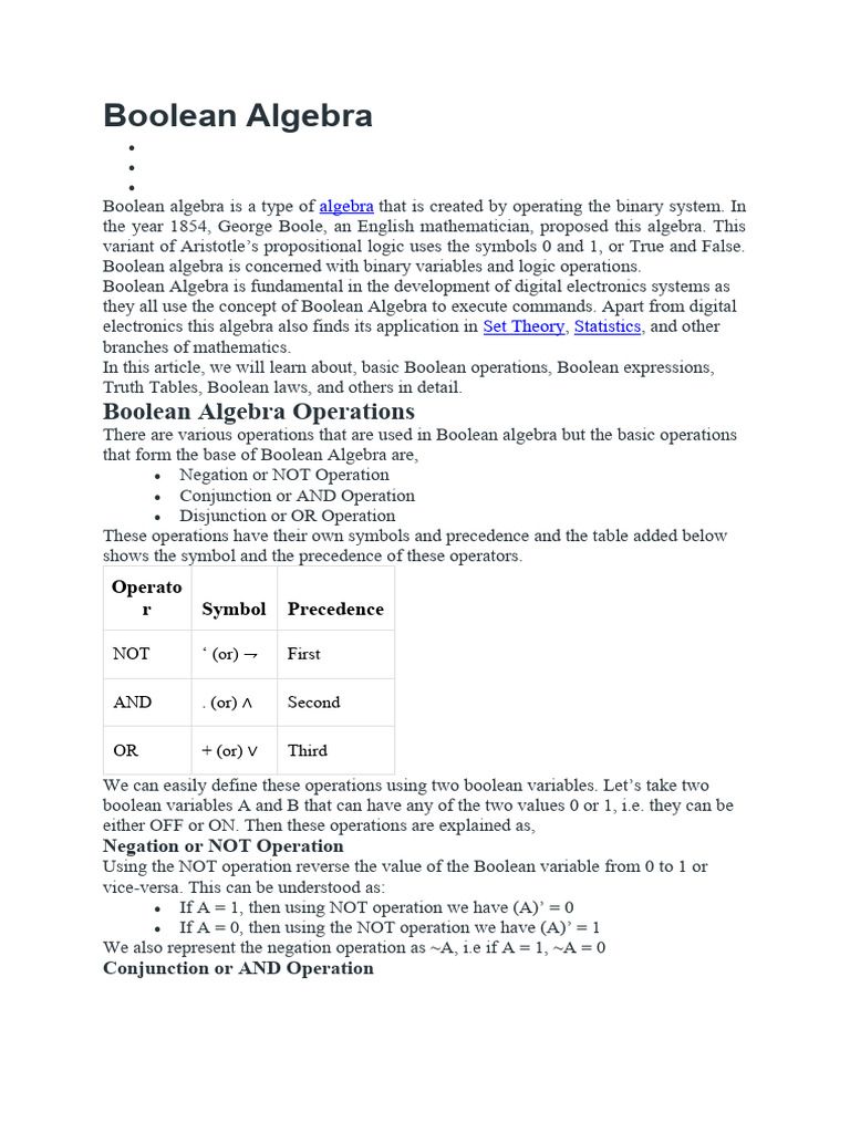 Boolen Expression | PDF | Boolean Algebra | Teaching Mathematics