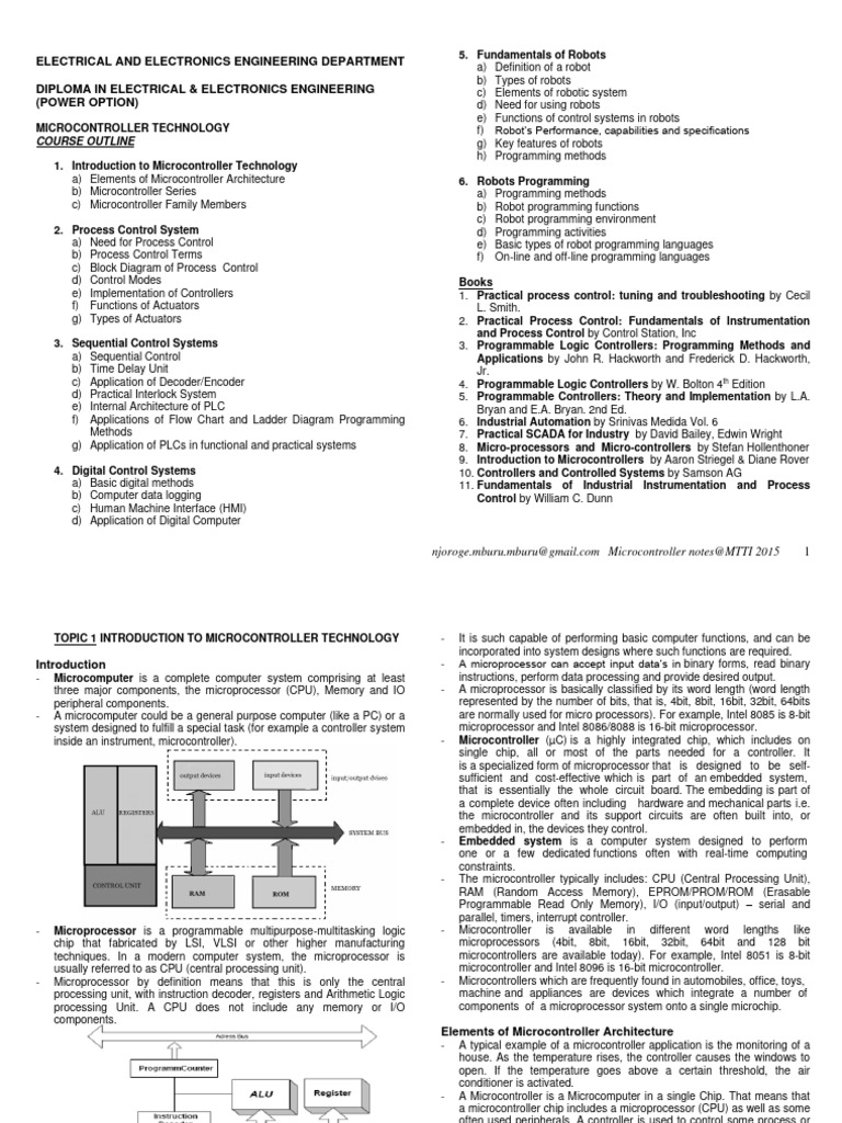MicrocontrolEdited (1) | PDF | Microcontroller | Central Processing Unit