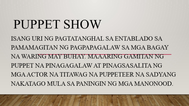 Puppet Show Slides | PDF