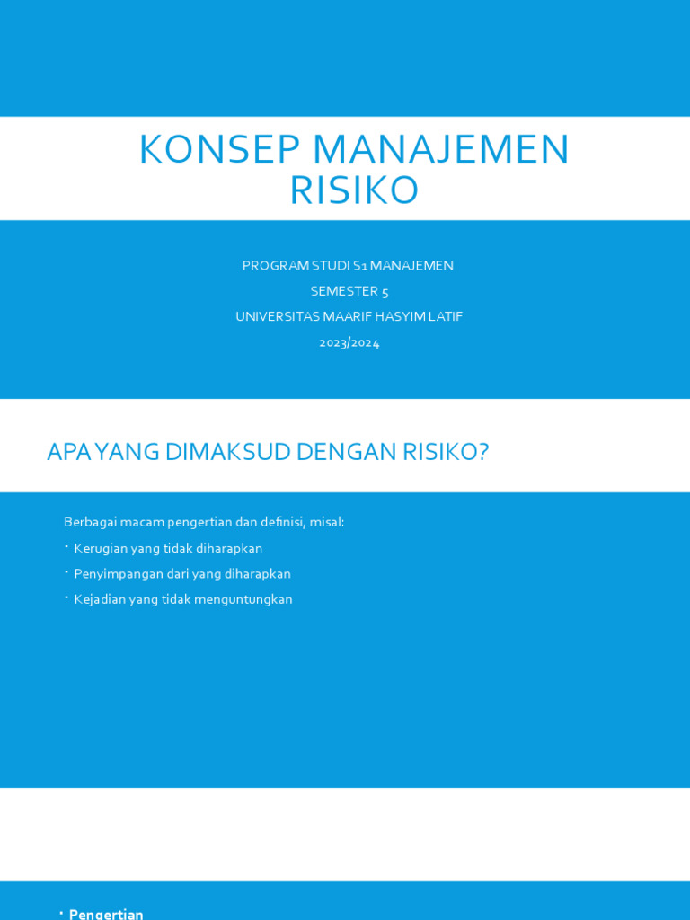 Chapt 1-Konsep Dasar Manajemen Risiko | PDF
