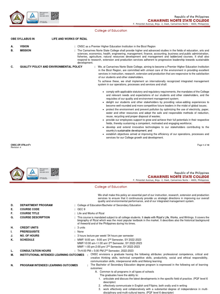 Gec-9 Syllabus | PDF | Learning | Waste Management
