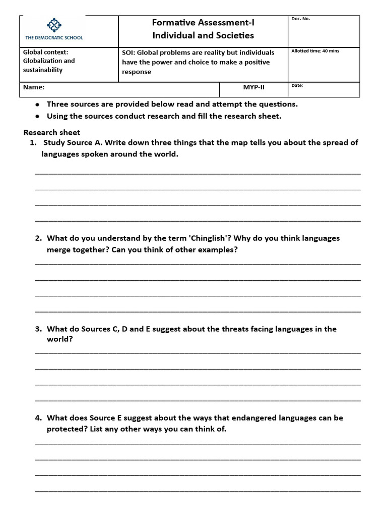 Formative 1 MYP-II | PDF | Cognition | Human Communication