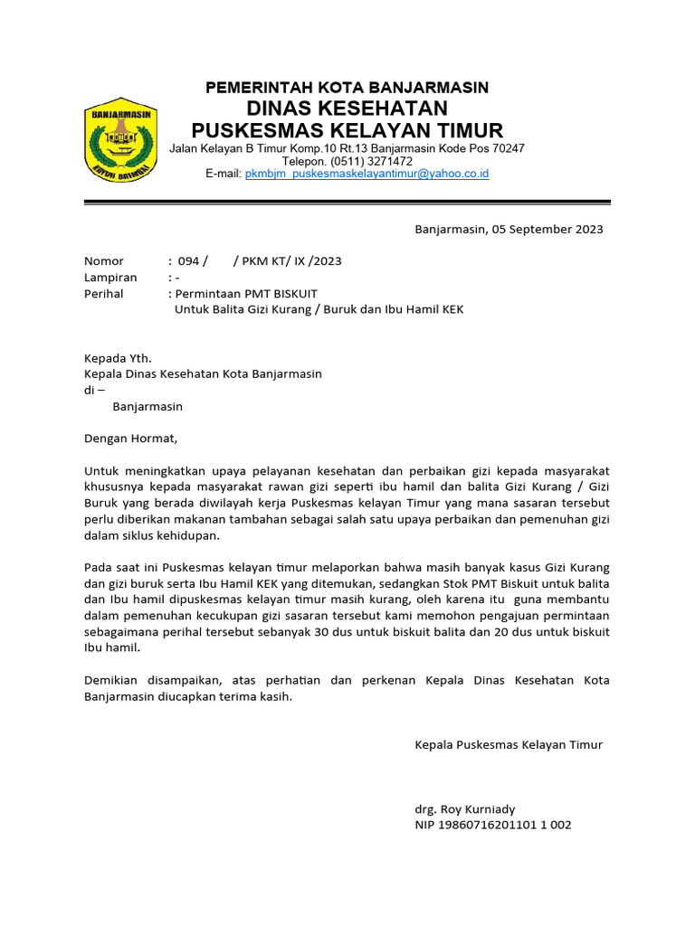 Surat Usulan Untuk PMT | PDF