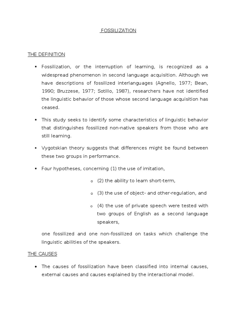 Fossilization | PDF | Second Language Acquisition | Second Language