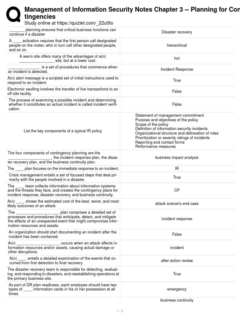 Information Security Notes Chapter 3 | PDF | Disaster Recovery ...