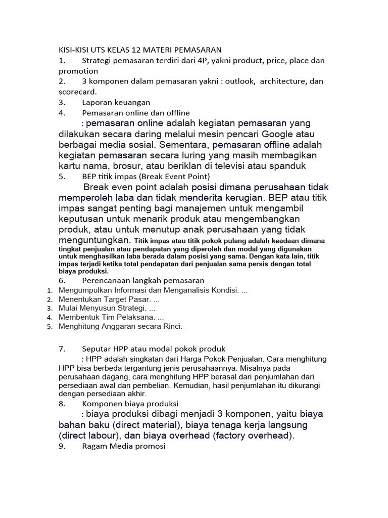 Kisi Kisi Pemasaran Pak Ario | PDF | Bisnis