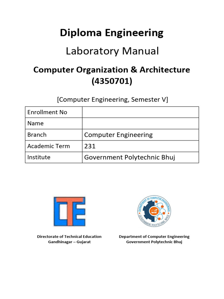 Diploma Engineering: Laboratory Manual | PDF | Central Processing Unit | Engineering