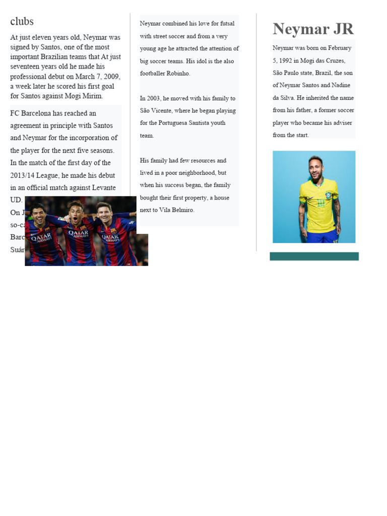 Neymar BIOGRAFIA | PDF