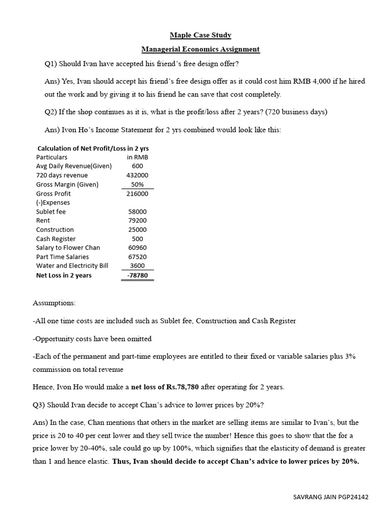 Economics Assignment-Maple Case Study | PDF | Economies | Business Economics
