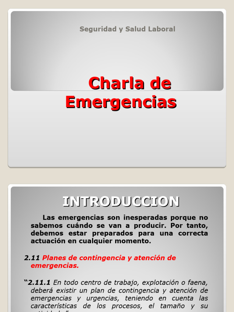 Charla de Emergencias | PDF