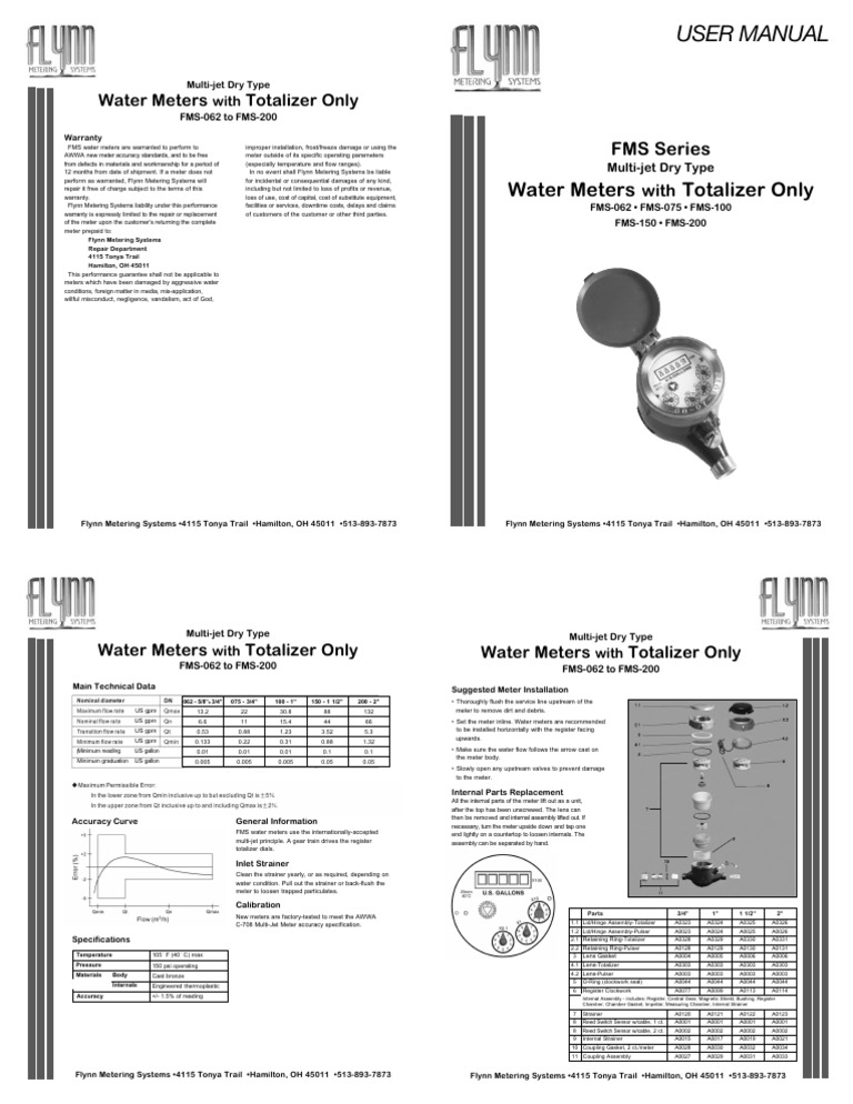 FMS Series Totalizer Only Manual | PDF | Equipment | Mechanical Engineering