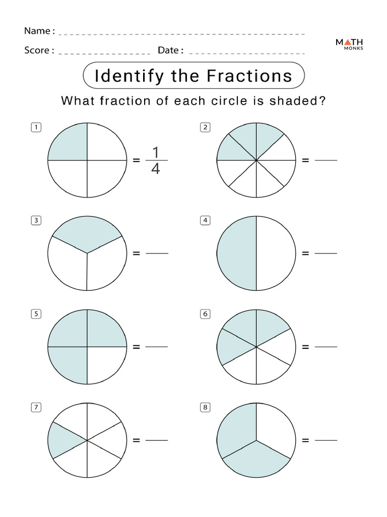 1st Grade Fraction Worksheets | PDF