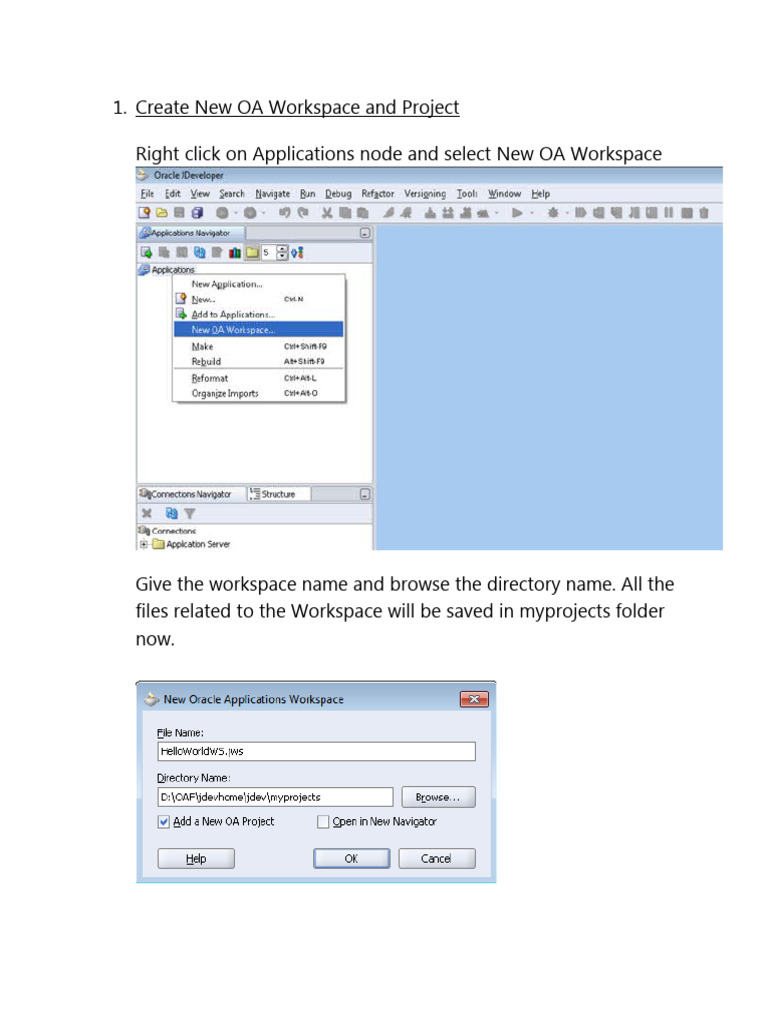 Create New Oa Workspace And Project Pdf