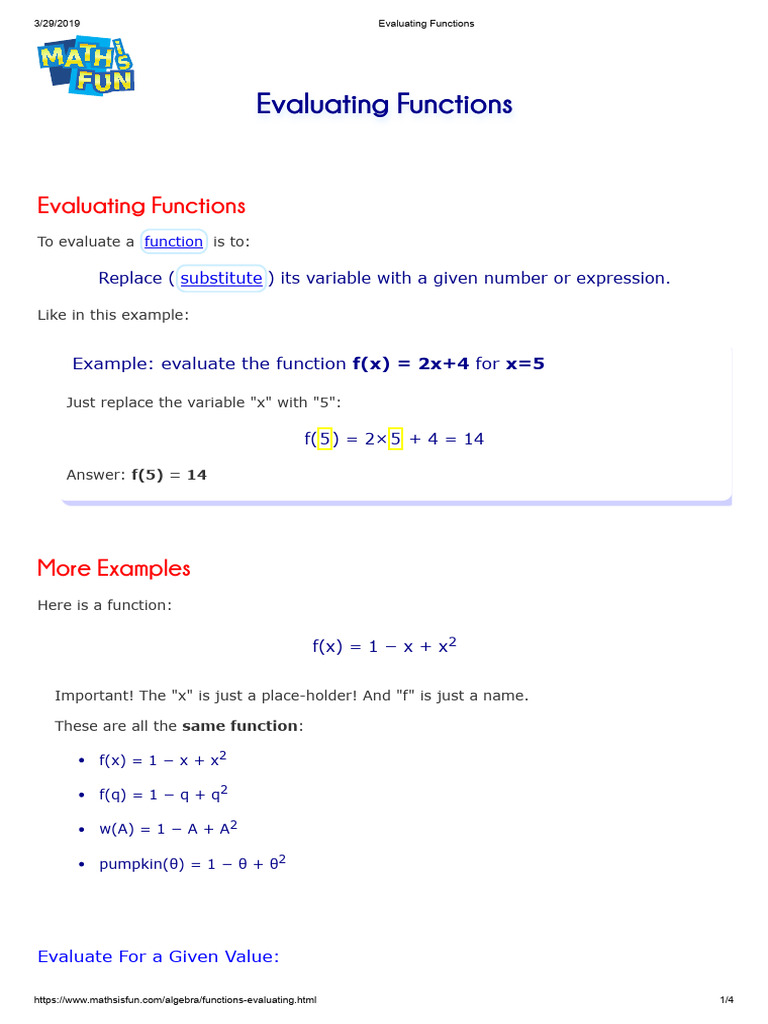 Evaluating Functions Chpter 1 Page 4 | PDF | Mathematics | Software Engineering
