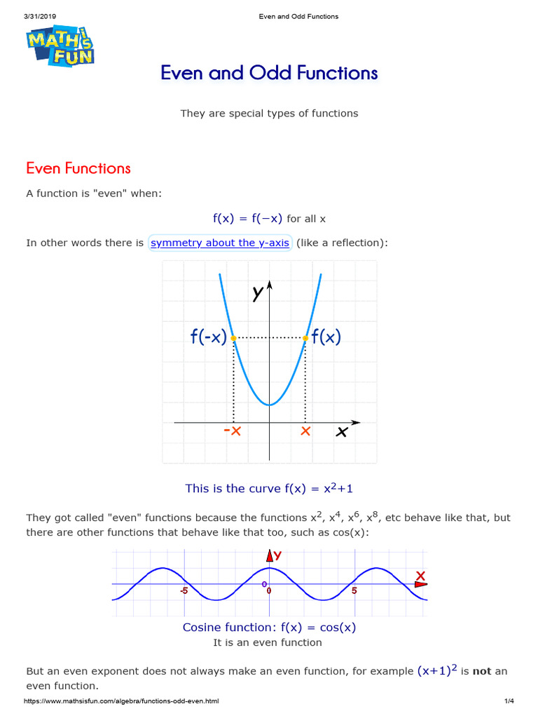 Even and Odd Functions CHPT 2 | PDF | Mathematical Relations | Numbers
