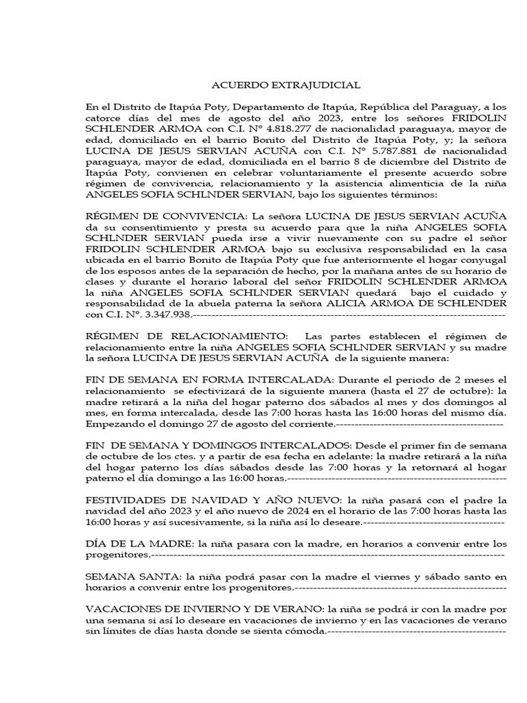 Nuevo Acuerdo Schlender | PDF