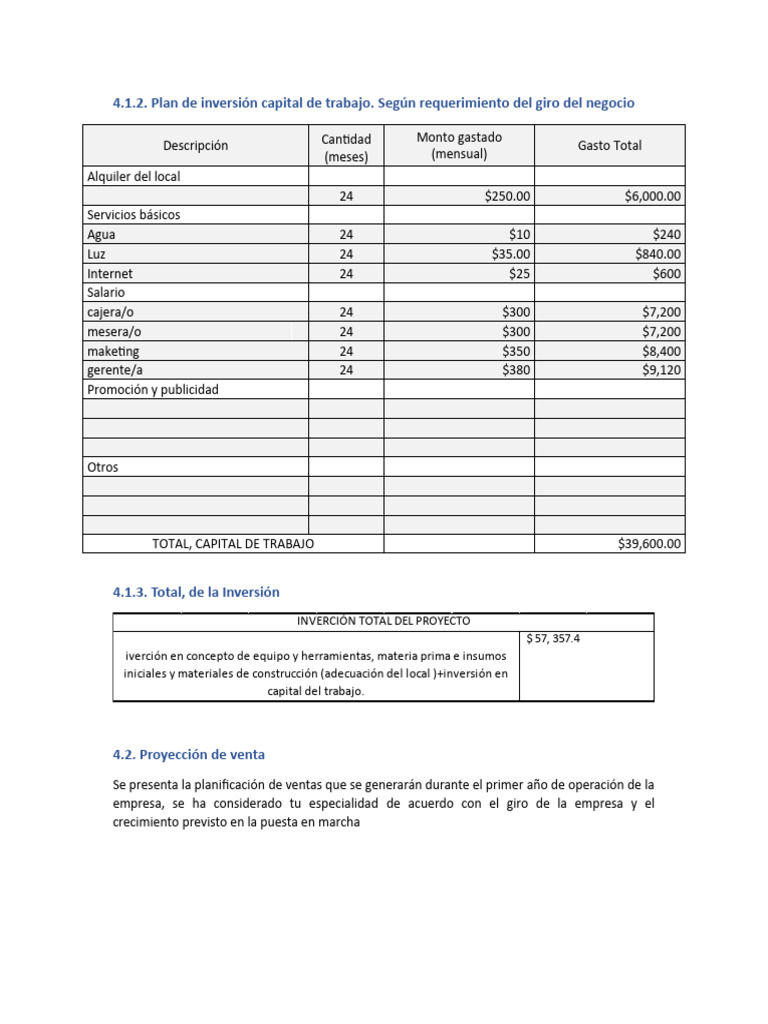 . Plan de inversión capital de trabajo | PDF | Economias