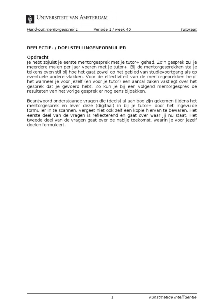 Hand-Out Mentorgesprek 1 | PDF