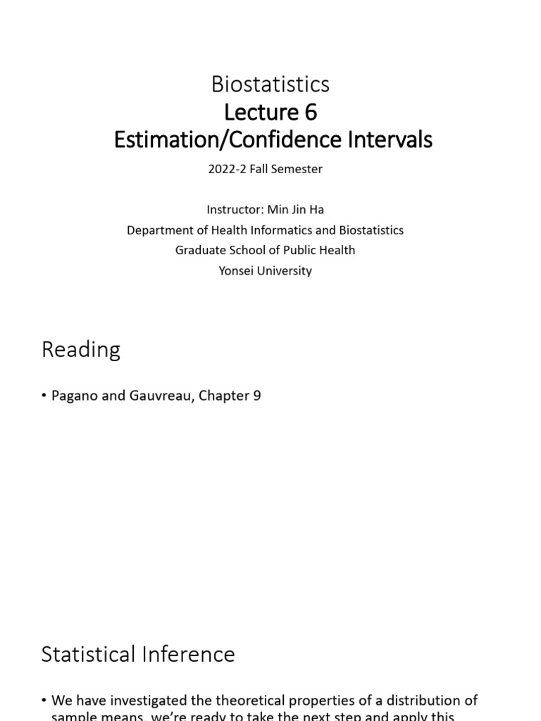W6 Lecture6 | PDF | Confidence Interval | Statistics