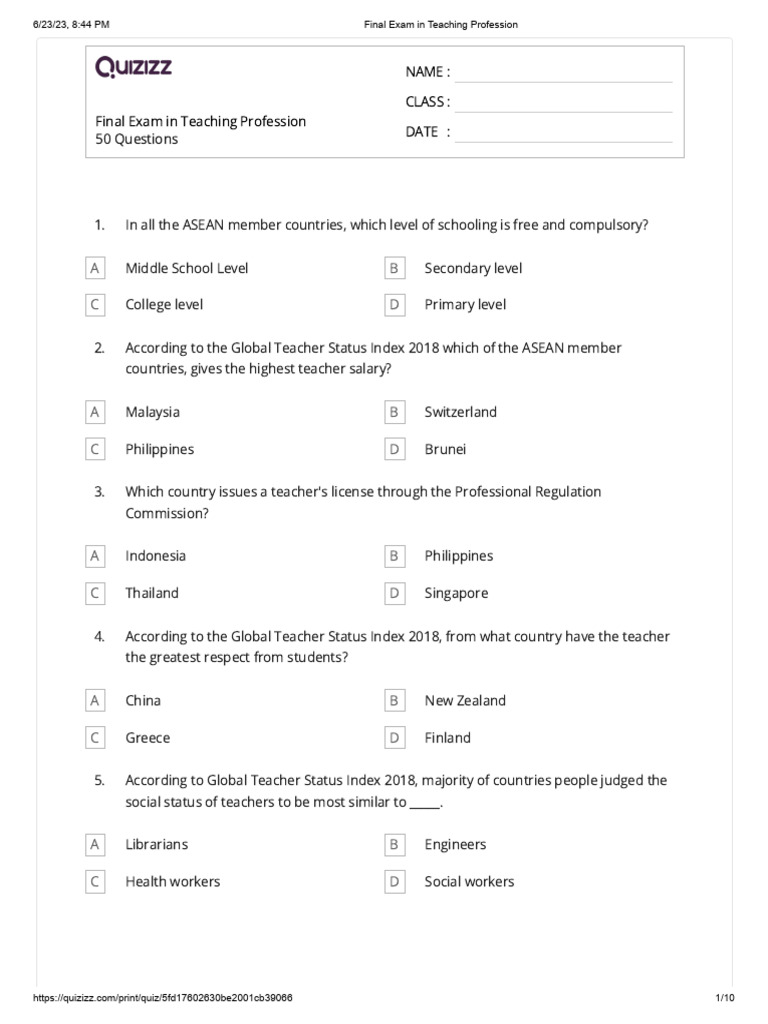 Final Exam in Teaching Profession | PDF | Teachers | Pragmatism