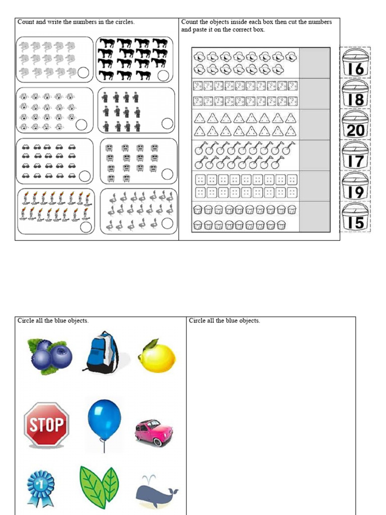 Count and Write The Numbers in The Circles. Count The Objects Inside ...