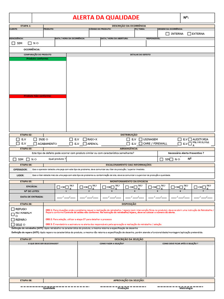 Formulario de Alerta Da Qualidade | PDF | Informática