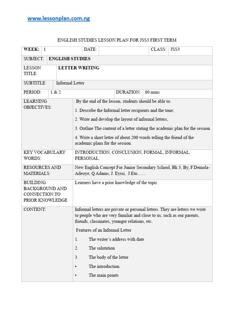 JSS3 First Term English Lesson Plan | PDF | Part Of Speech | Poetry