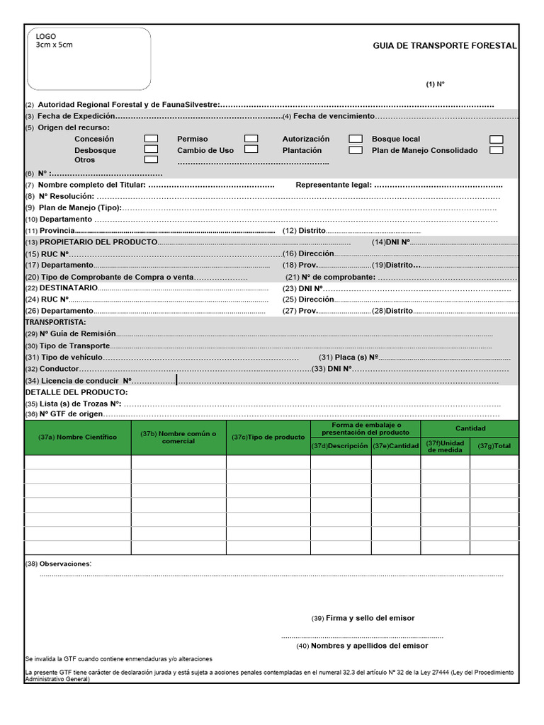 Guía de Transporte Forestal | PDF