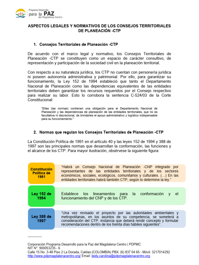 Funciones CTP | PDF | Planificación | Colombia