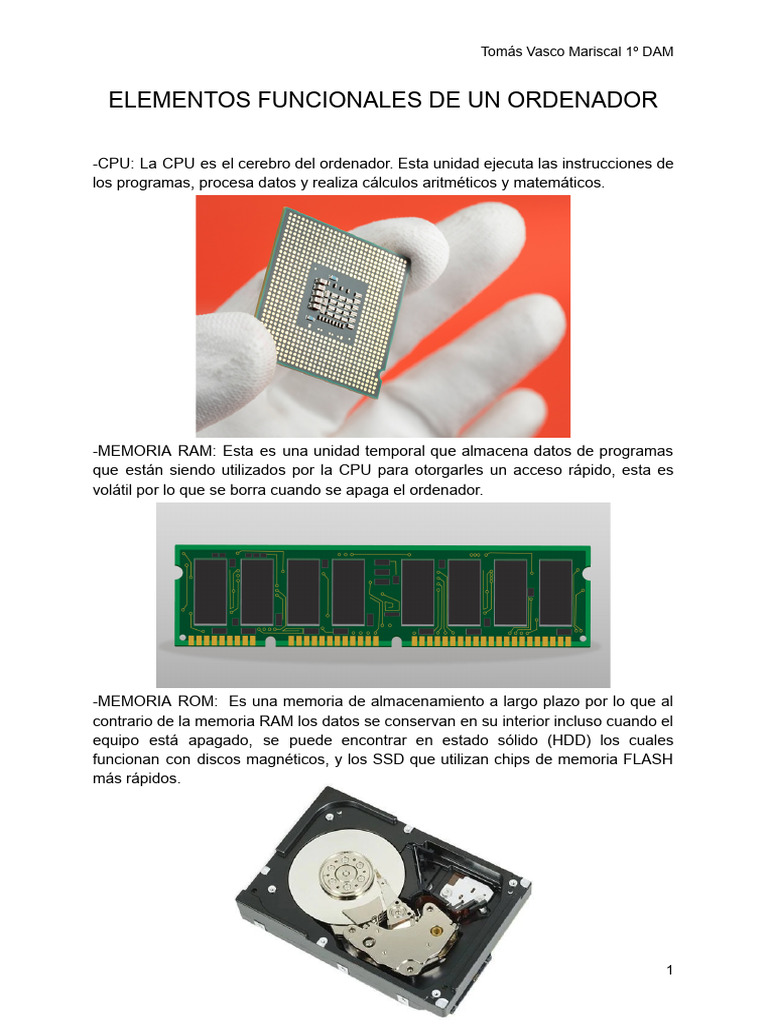 Elementos funcionales de un ordenador | PDF