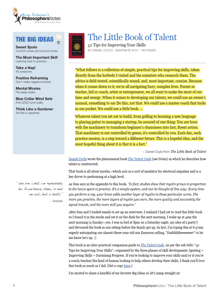 The Little Book of Talent | PDF | Sleep | Thought