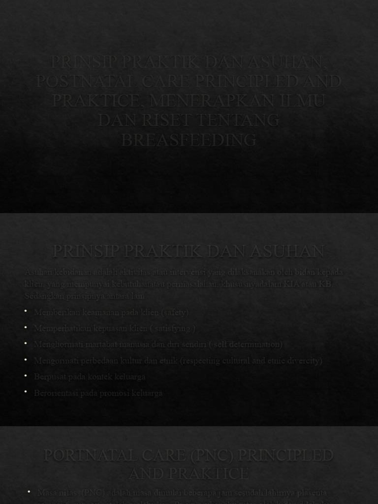 Prinsip Praktik Dan Asuhan, Postnatal Care Principled | PDF